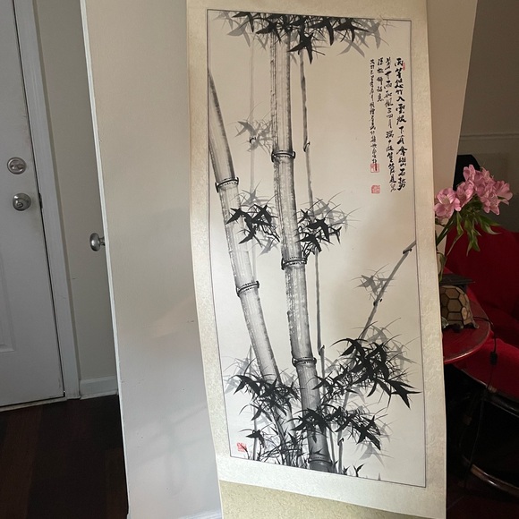 Art | Asian Ink Painting Scroll 16x22 Bamboo With Signature And Poem ...